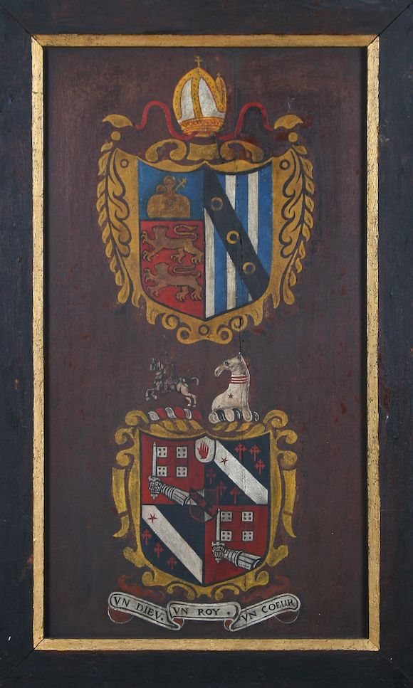 Bonhams : A 19th Century painted armorial panel