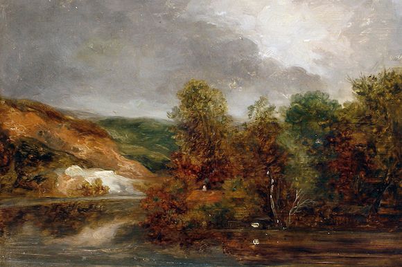 Bonhams : English School, 19th Century River landscape