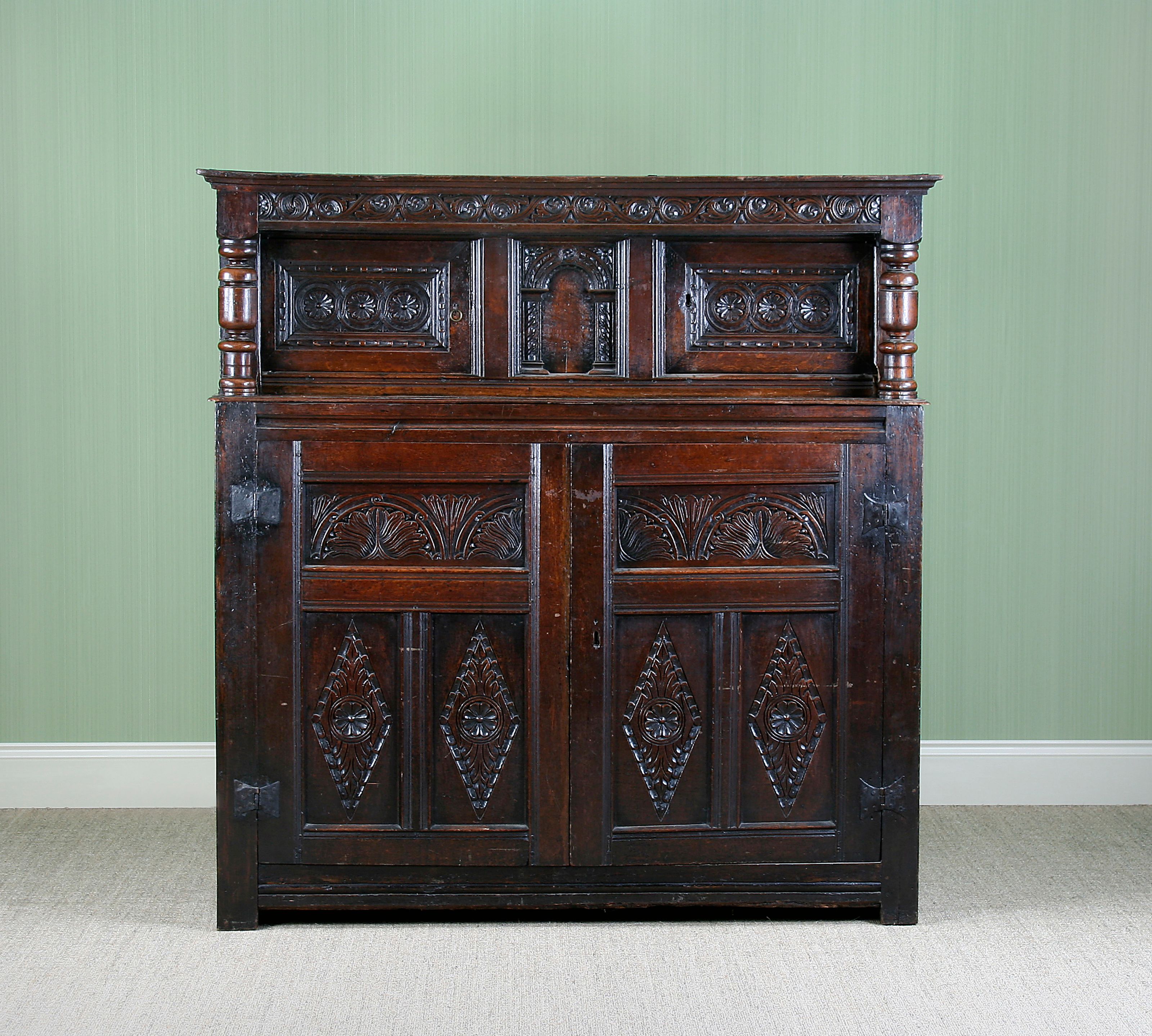 Bonhams : A late 17th Century oak court cupboard, possibly Yorkshire