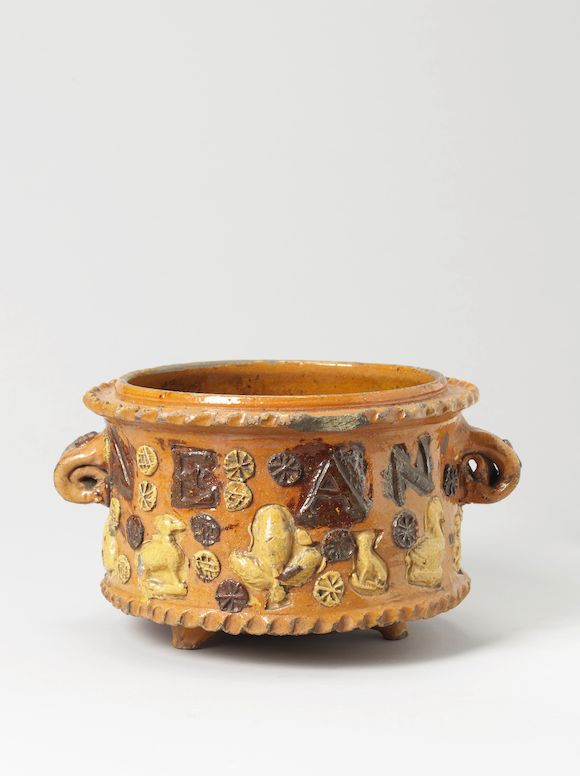 Bonhams : A rare German Rhineland earthenware decorated stewing pot ...