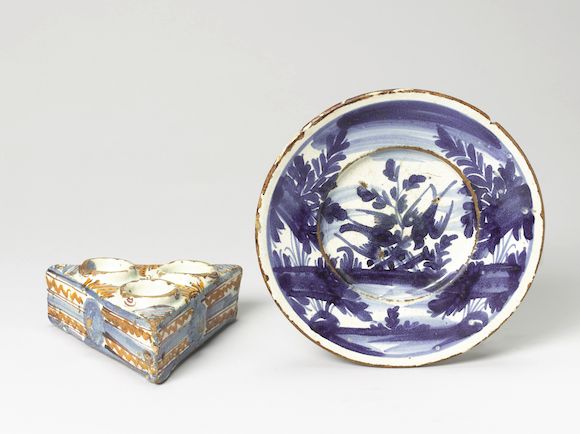 Bonhams : A small Spanish dish and a Talavera condiment set 17th or ...