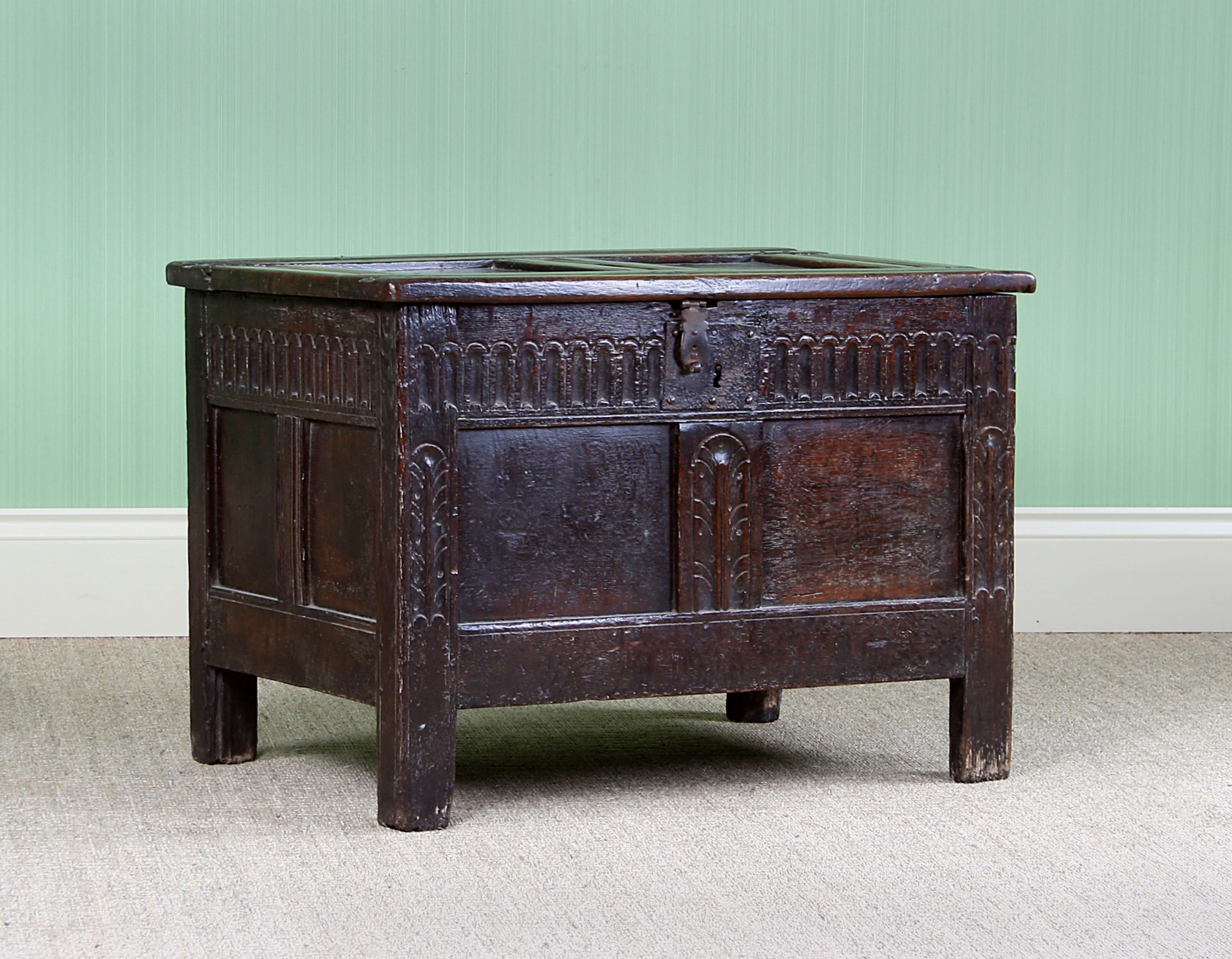 Bonhams : A mid 17th Century oak small coffer