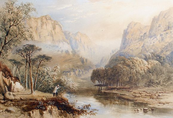 Bonhams : Cornelius Pearson (British, 1805-1891) River landscape