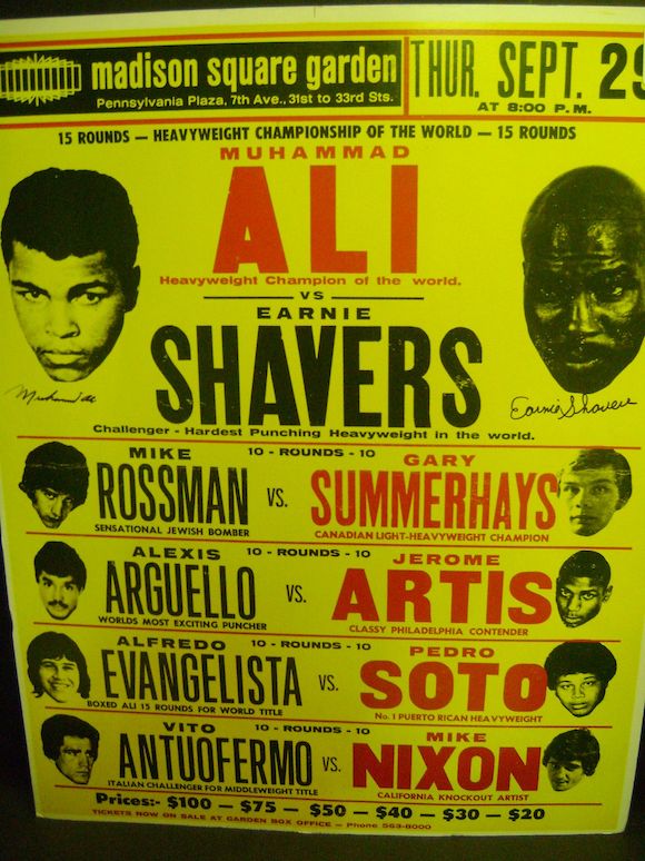 Bonhams : Muhammad Ali v Earnie Shavers fight poster