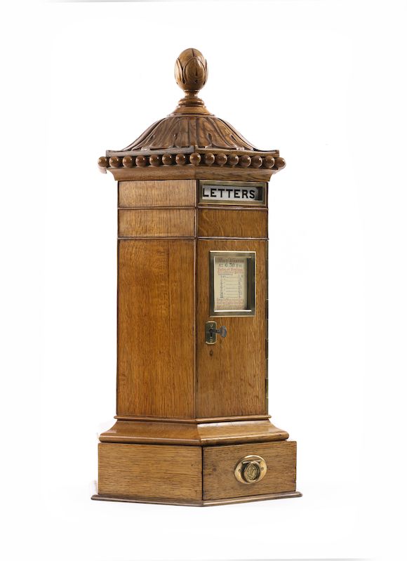 Bonhams : A rare 'Penfold' hexagonal oak letter box, English, circa 1880,