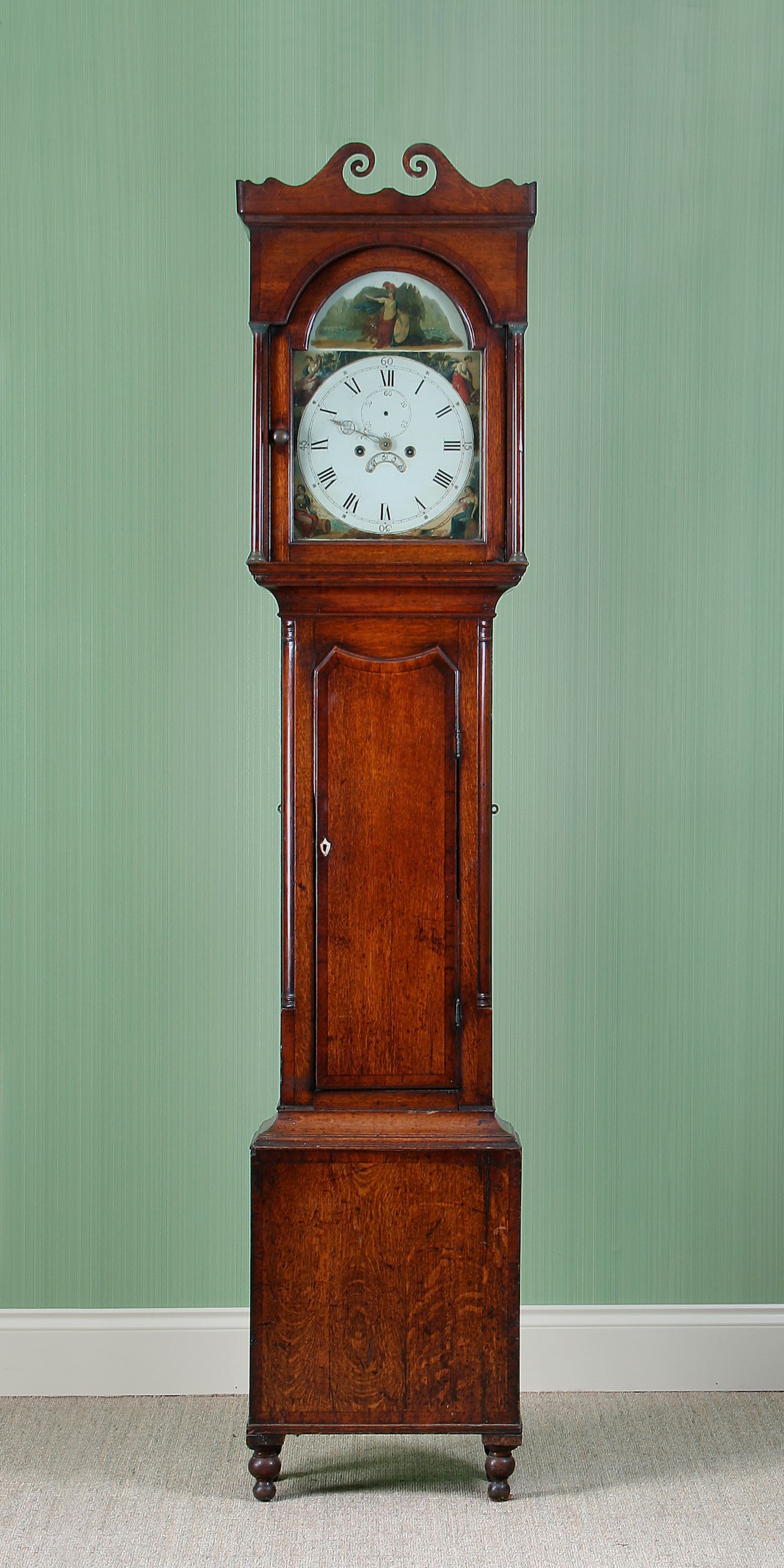 Bonhams : An early 19th oak and mahogany-cased 8-day painted dial ...