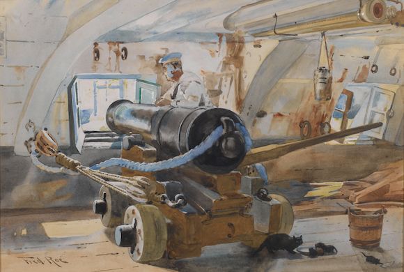Bonhams : Fred Roe (British, 1865-1947) 'Tween decks on the old Victory'