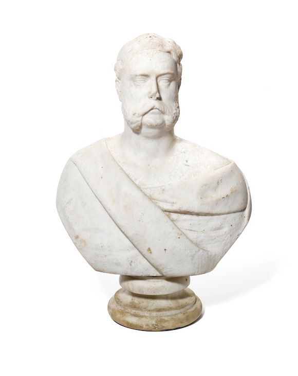Bonhams : A late 19th century carved white marble bust of a gentleman