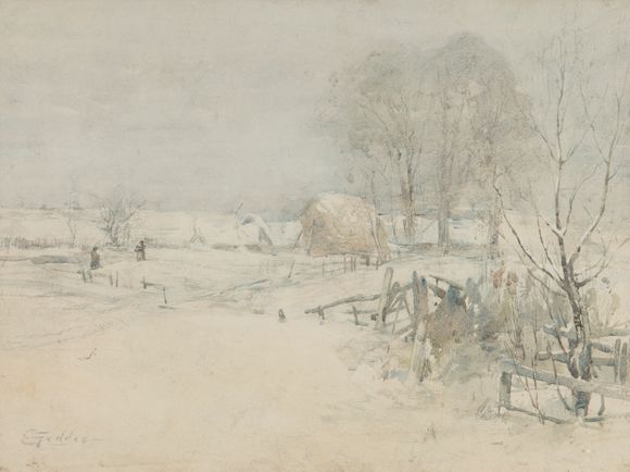 Bonhams : Ewan Geddes (British, 1866-1935) The farm in winter