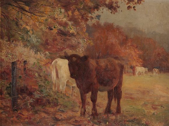 Bonhams : William H. Wallis (British) Cattle in the autumn