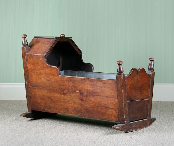 Bonhams : A pine box cradle, early 19th Century
