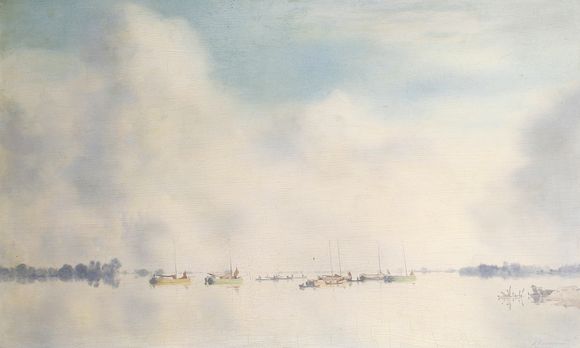 Bonhams : Jan Voerman (Sr.) (Dutch, 1857-1941) Estuary scene