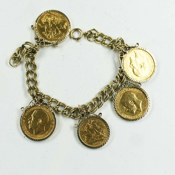 Bonhams : A sovereign and half sovereign set bracelet The double ...