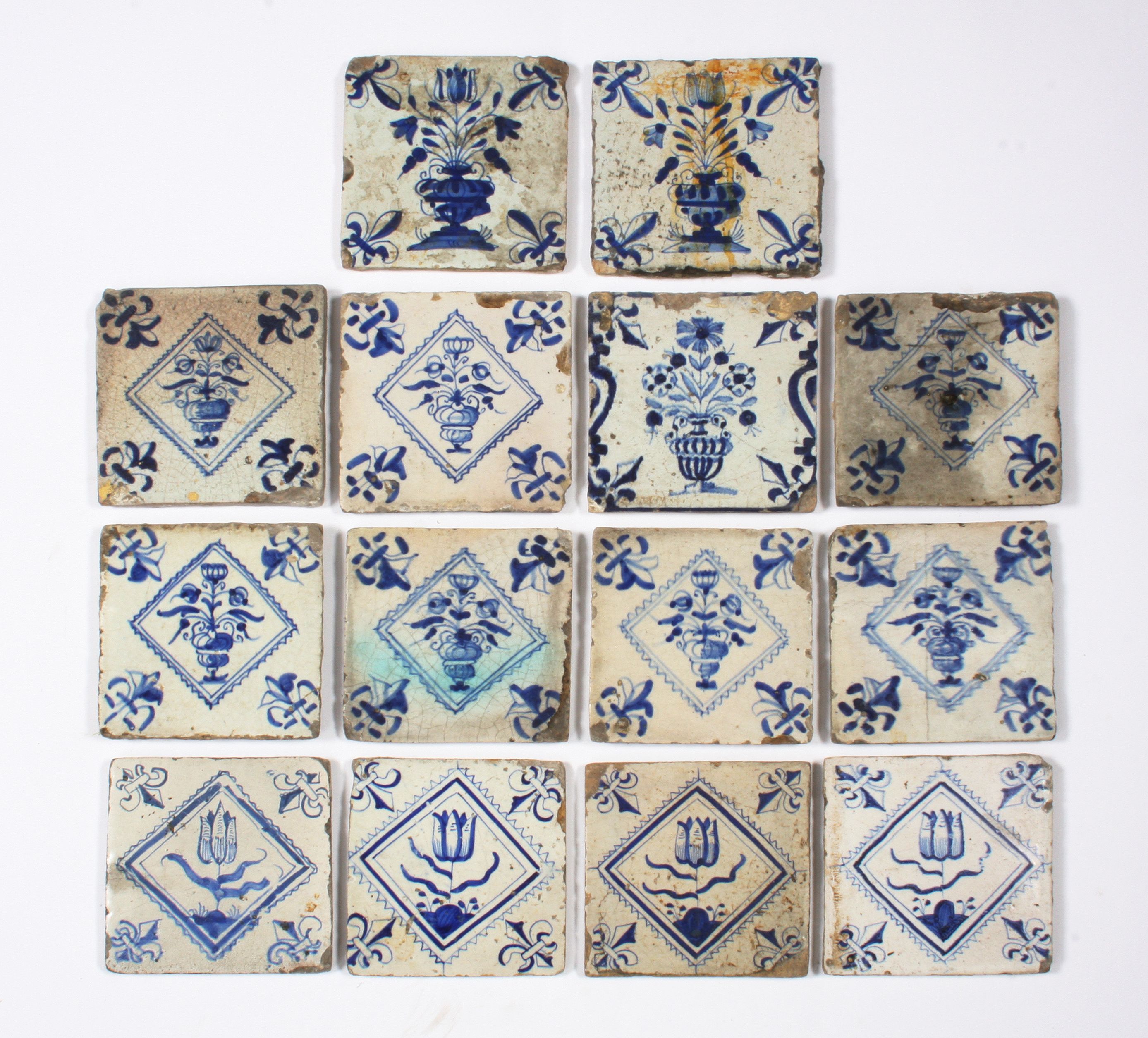 Bonhams : Fourteen Dutch Delft tiles 17th Century and later.