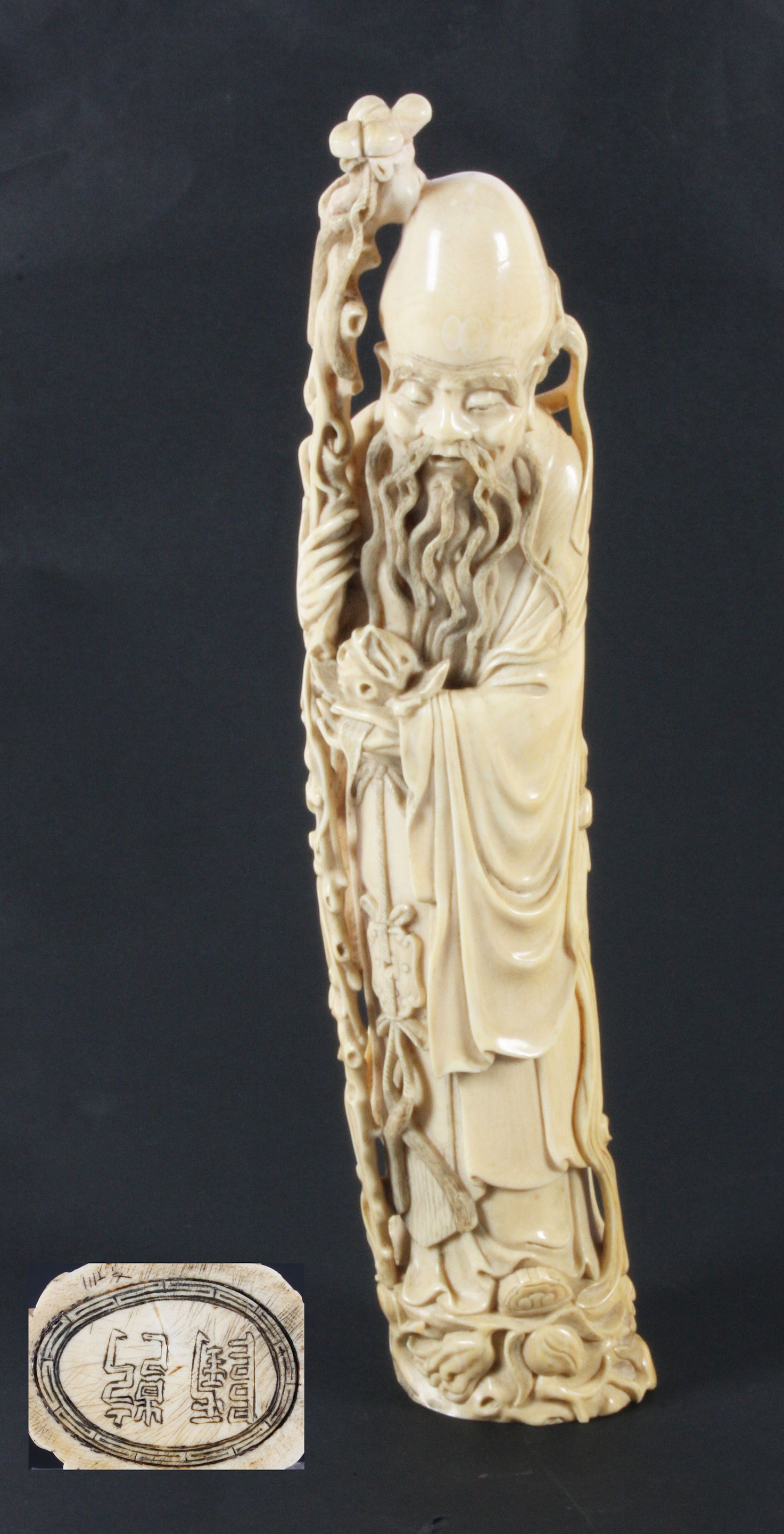 Bonhams : A Chinese ivory Lohan figure 19th Century.