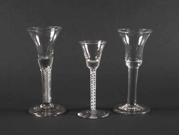 Bonhams Three Wine Glasses Circa 1750 60
