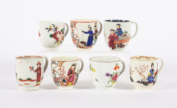 Bonhams : Two Bristol coffee cups, a Pennington cup and four Worcester ...