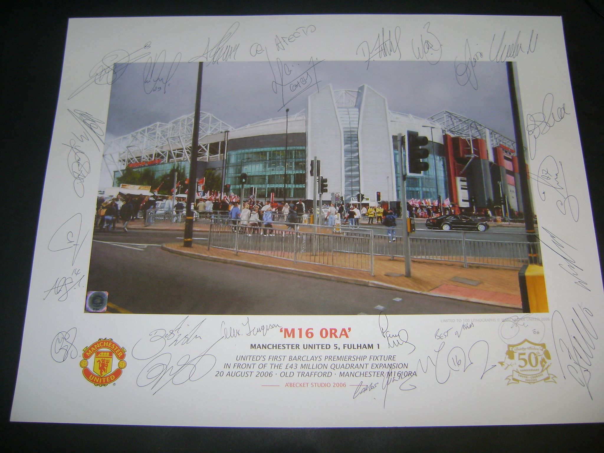 2006 Old Trafford 'M16 0RA' colour limited edition hand signed ...
