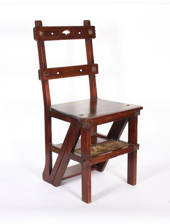 Bonhams : A late Victorian Gothic design mahogany chair converting to ...