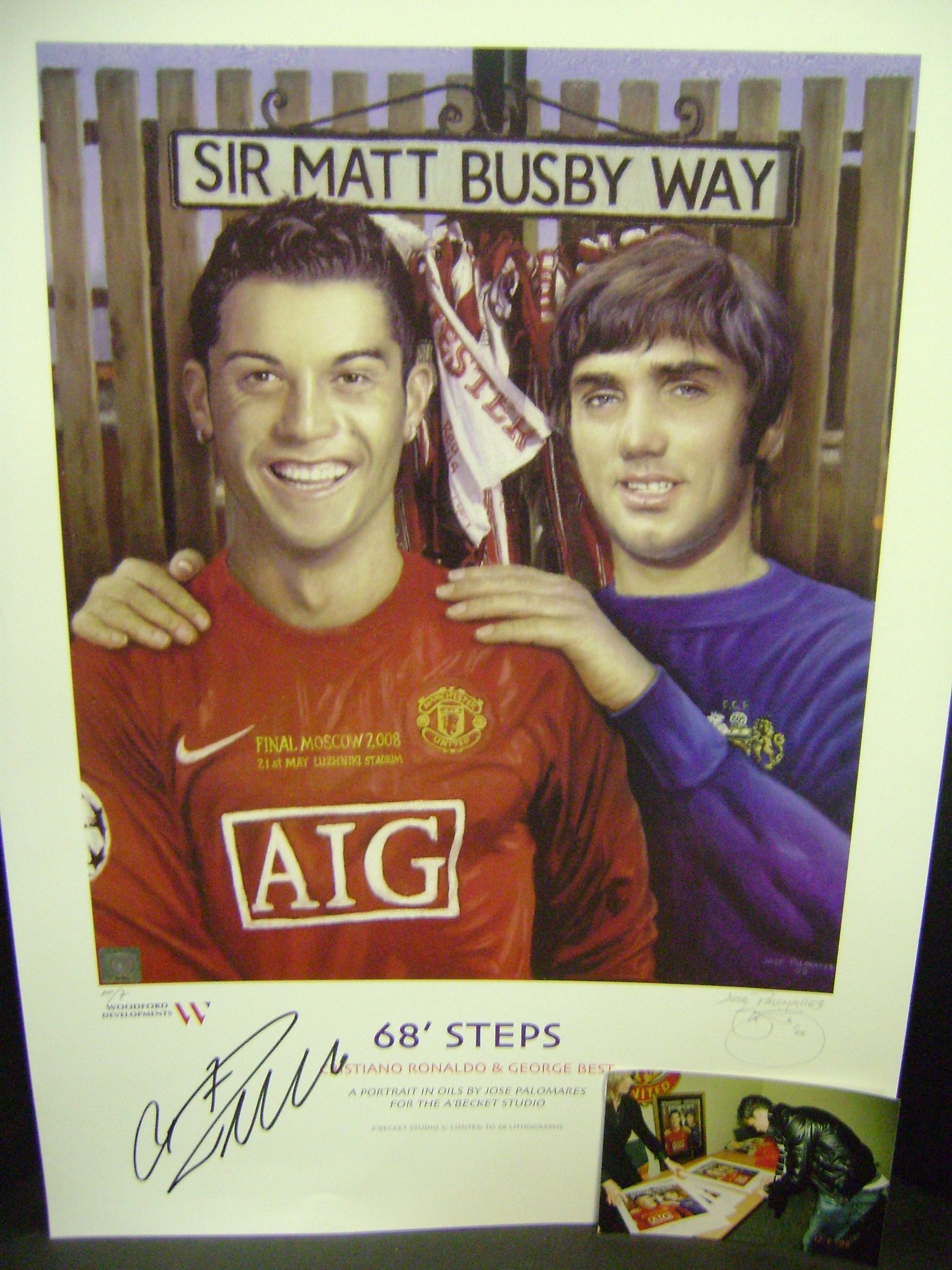 Bonhams : Cristiano Ronaldo/George Best '68 steps' hand signed artist's ...