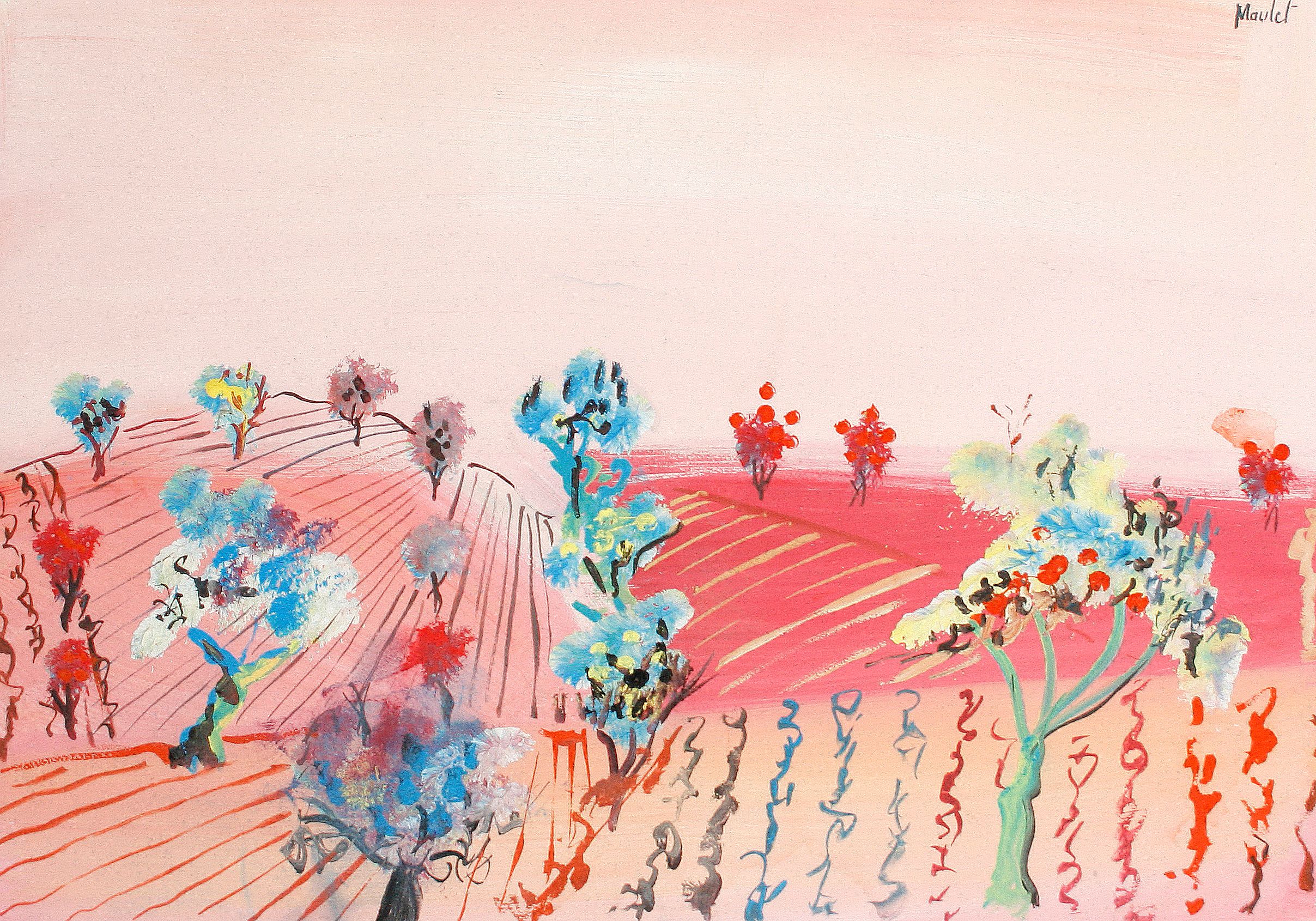 Bonhams : Claude Moulet (20th Century) Olive trees in a summer landscape