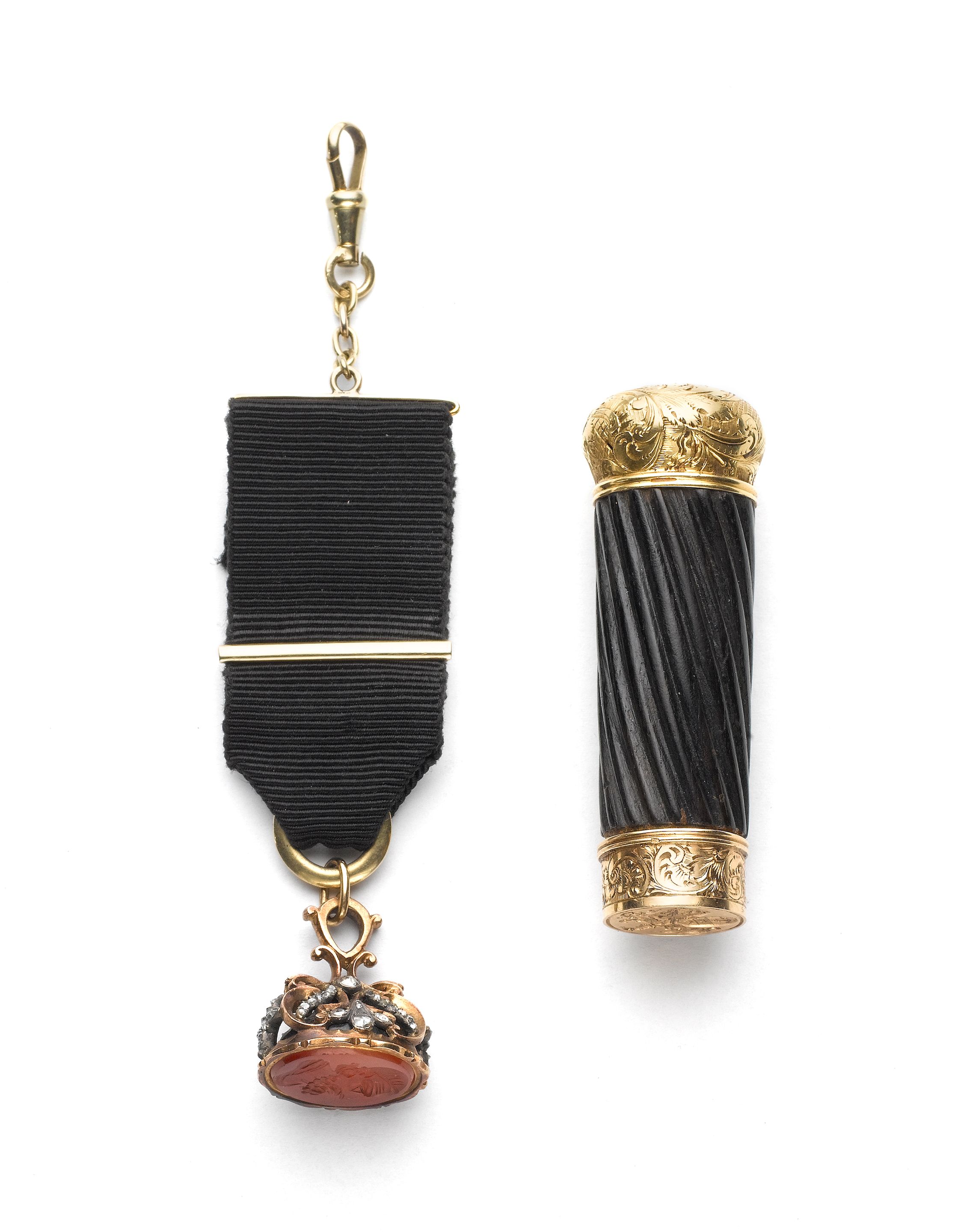 Bonhams : A 19th century gold and diamond-set fob seal, with later ...