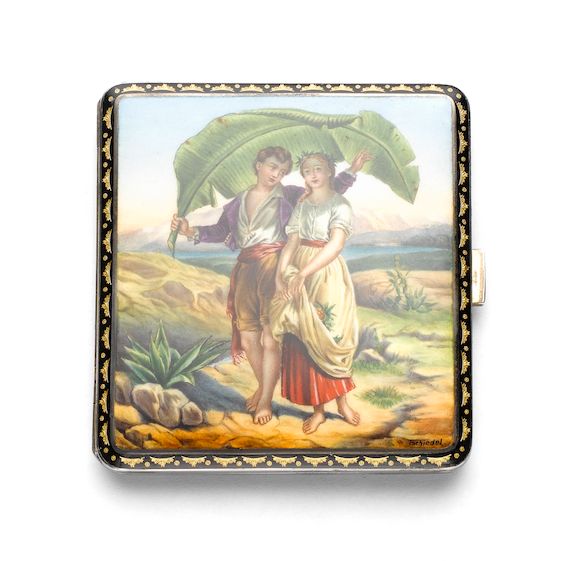 Bonhams : An Austrian silver and enamelled cigarette case, marked AK ...