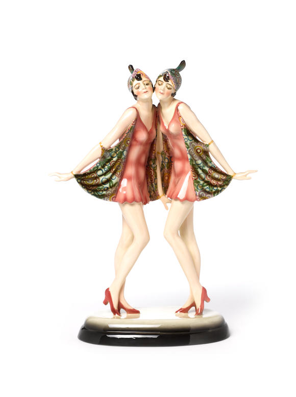 Bonhams Dakon For Goldscheider The Dolly Sisters A Pottery Figural
