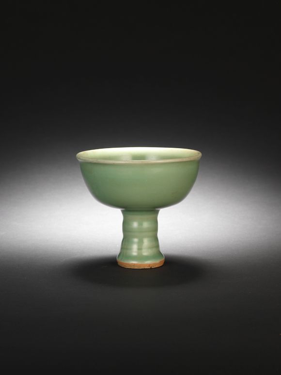 Bonhams : A green-glazed stem cup Early Ming Dynasty