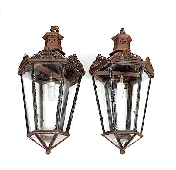 Bonhams A Pair Of Metal Lanterns