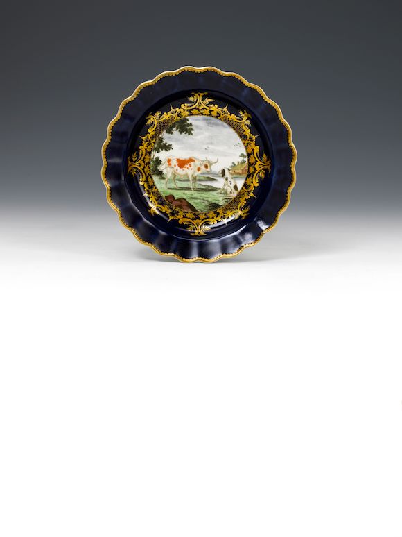 Bonhams : A Worcester fable plate circa 1770