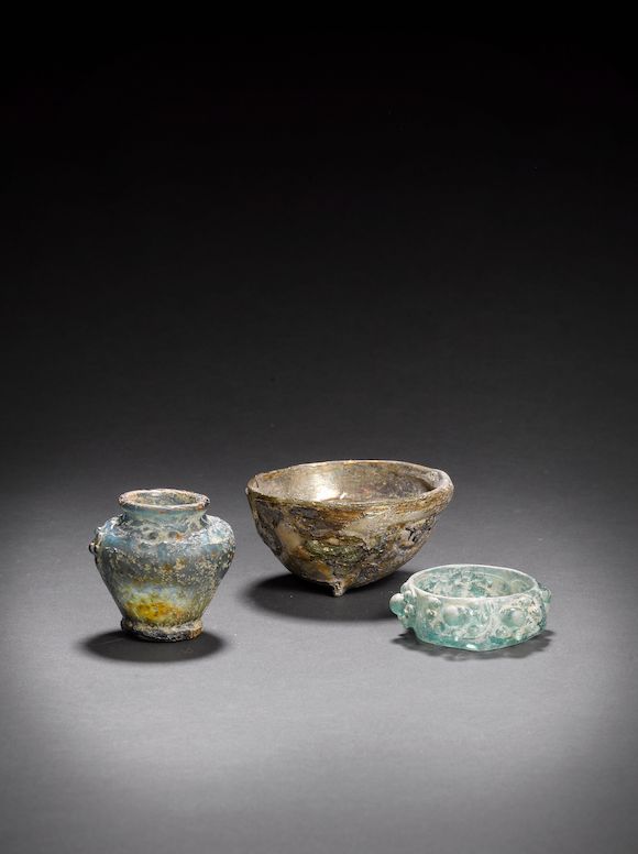 Bonhams : Three early Islamic glass Vessels Syria or Egypt, 9th - 10th ...