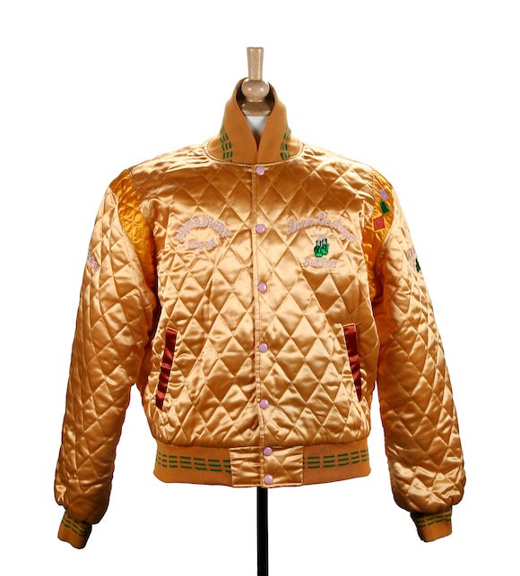 Bonhams : A boxing jacket presented to Nigel Benn by Mickey Rourke