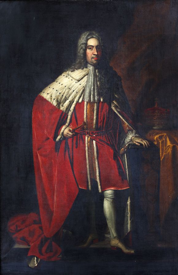 Bonhams : After Sir Godfrey Kneller, 18th Century Portrait of a Duke in Peer's robes, standing ...