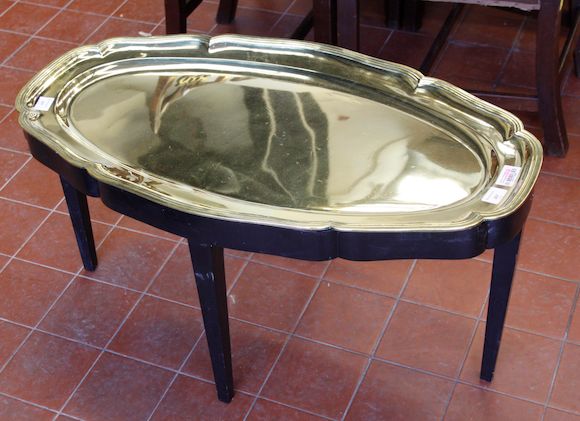 Bonhams : A large Continental brass oval serving dish,of "silver" shape ...