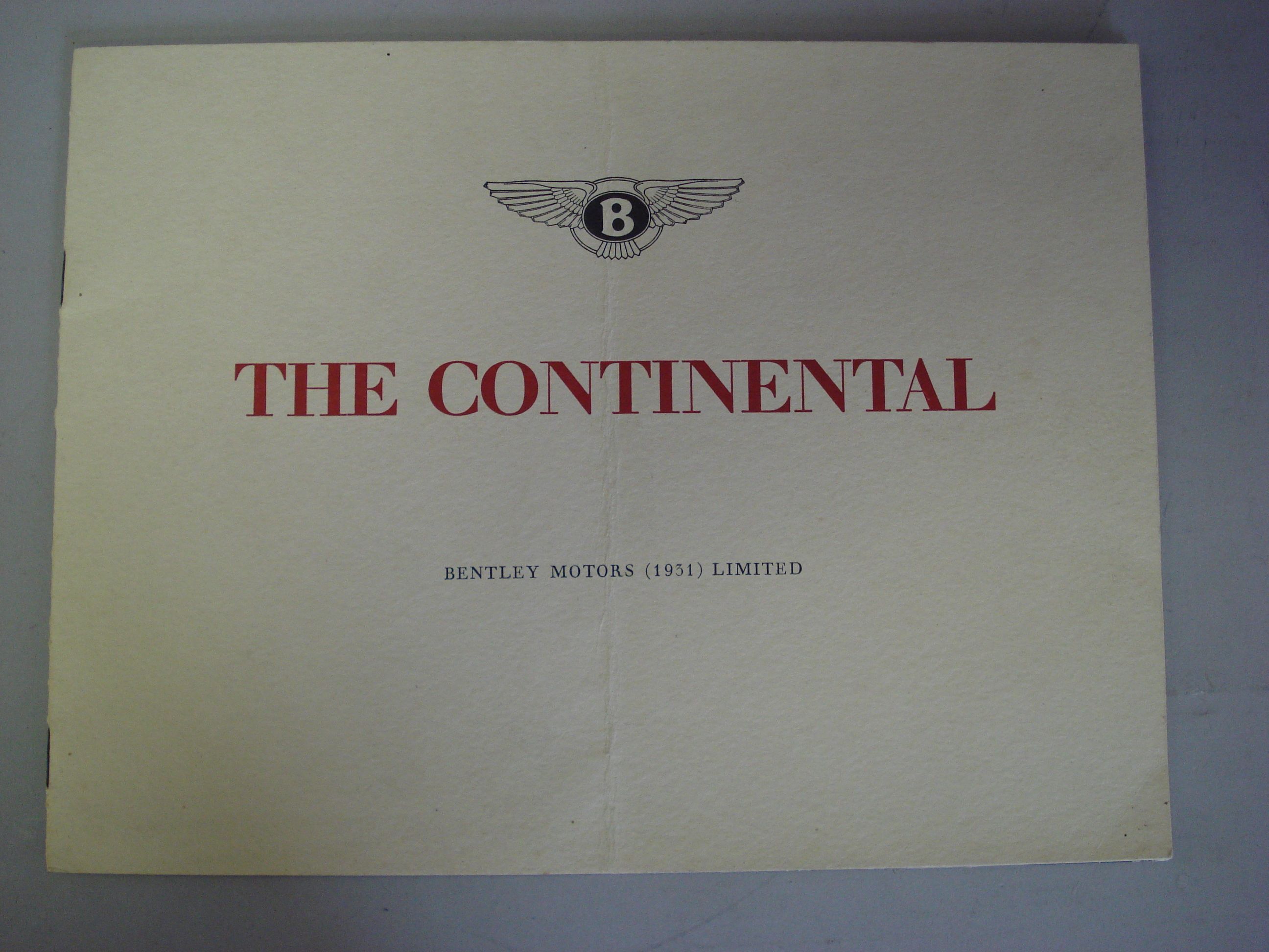 Bonhams Cars : A Bentley R Type Continental sales brochure,
