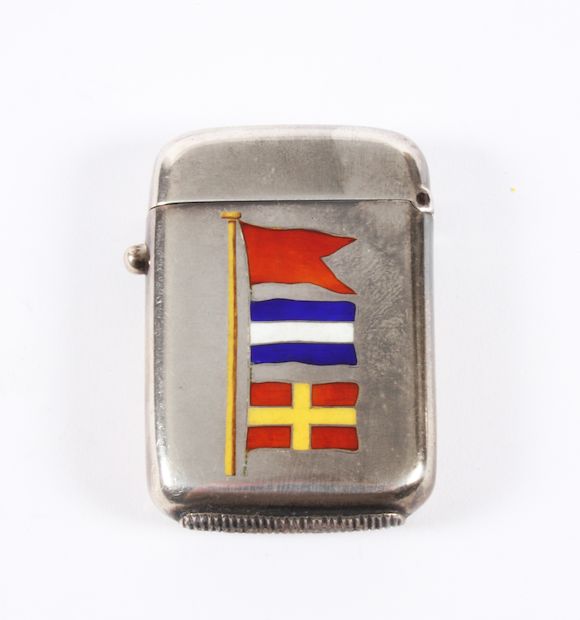 Bonhams : Yachting interest: a late Victorian silver and enamel vesta ...
