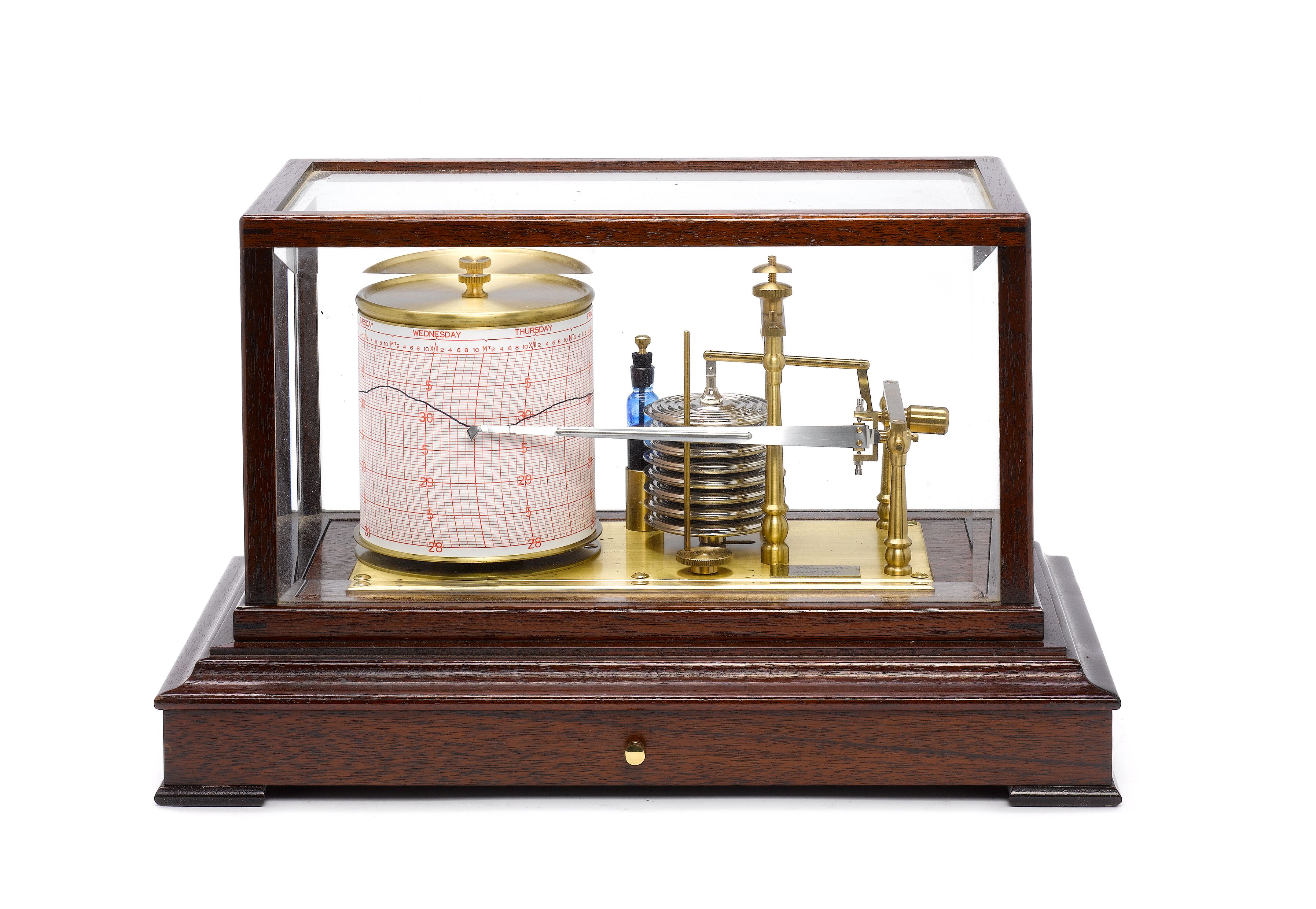 Bonhams : A modern lacquered brass and mahogany barograph Comitti and ...