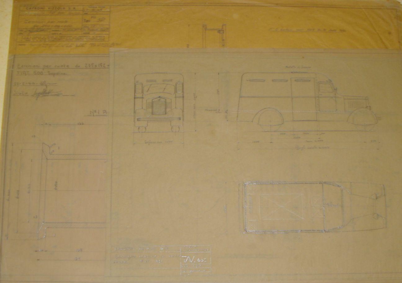 Bonhams Cars : Two Fiat 500 Topolino vehicle component design drawings ...