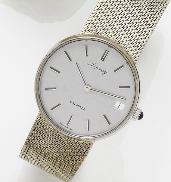 Bonhams : Baume & Mercier. An 18ct white gold automatic calendar ...