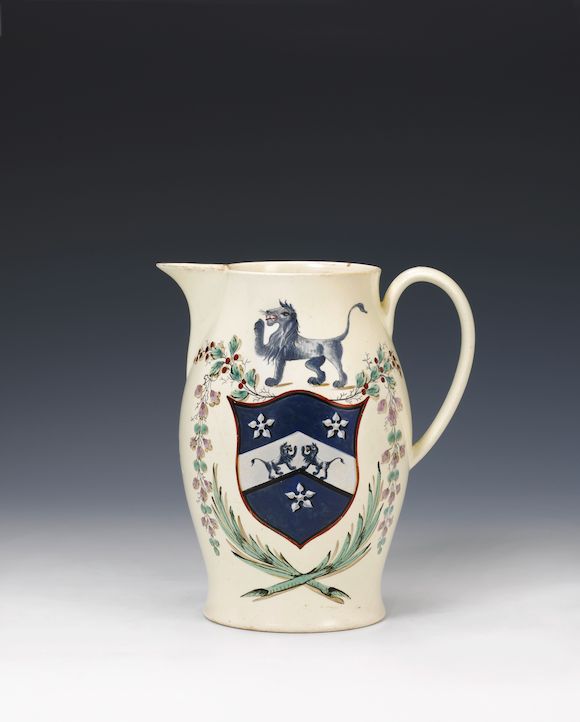 Bonhams : A Liverpool creamware armorial jug circa 1790