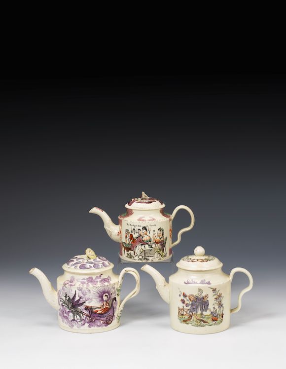 Bonhams : A rare William Greatbatch creamware teapot and cover circa ...