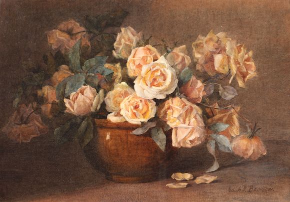 Bonhams : Edith Isabel Barrow (British, died 1930) Still-life of roses