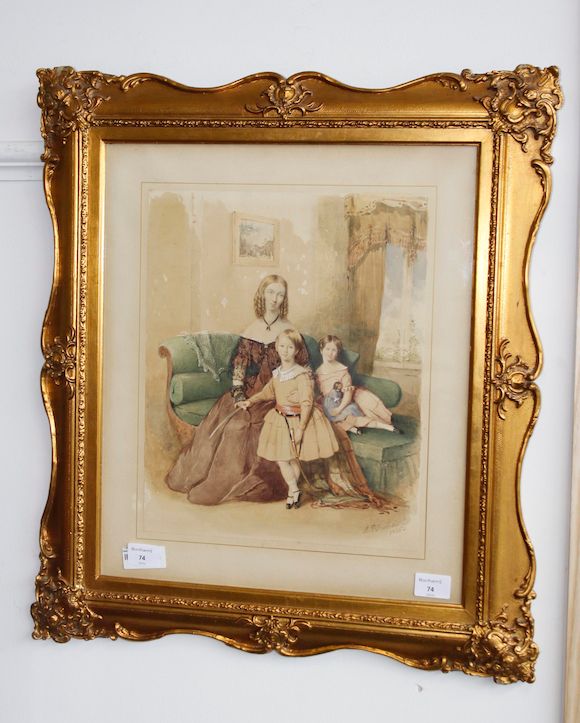 Bonhams : Robert Richard Scanlan (Irish, ?-1876) Family portrait - lady ...