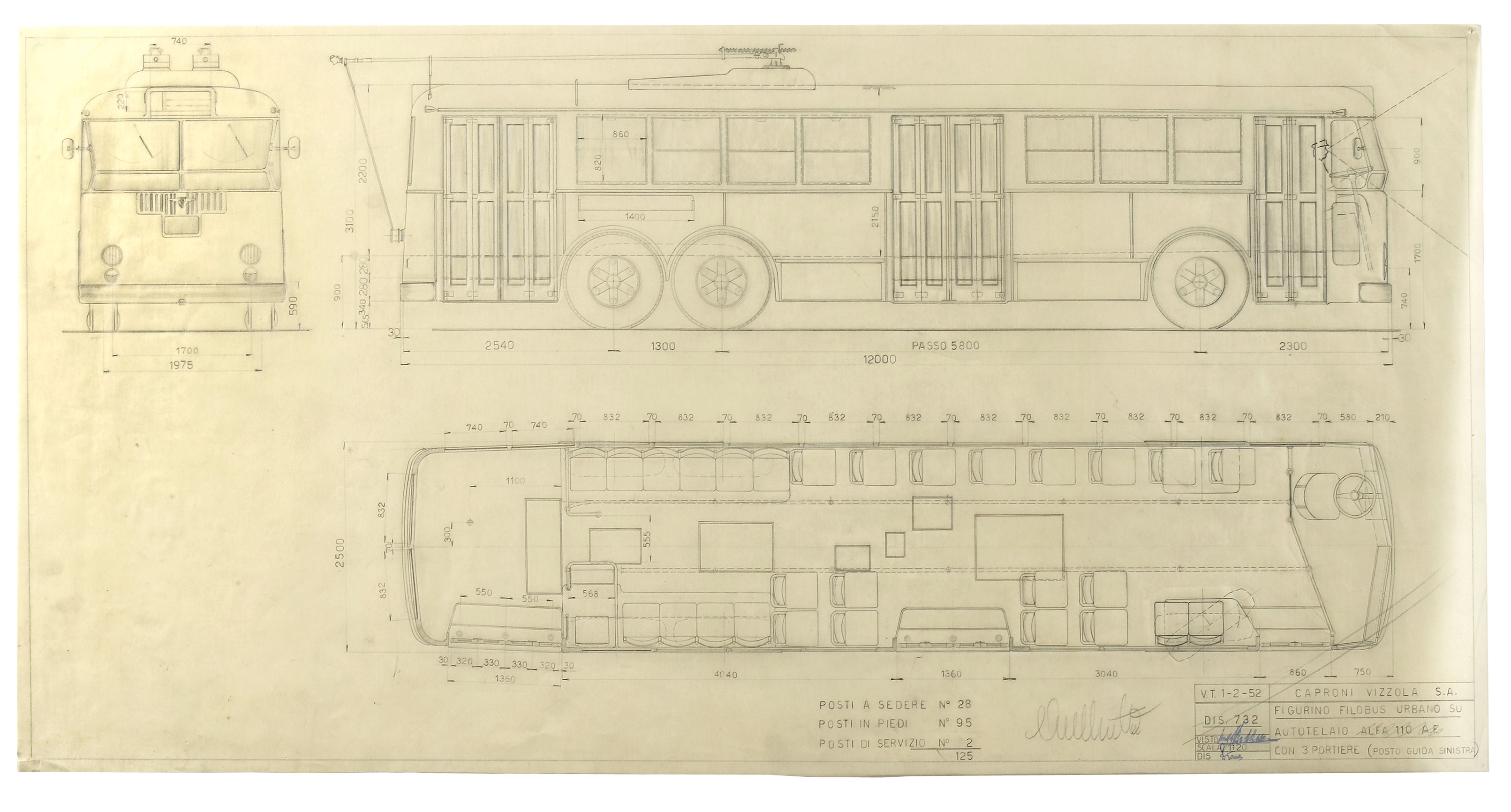 Bonhams Cars : Four 1:20 scale Trolley Bus design drawings, Italian ...
