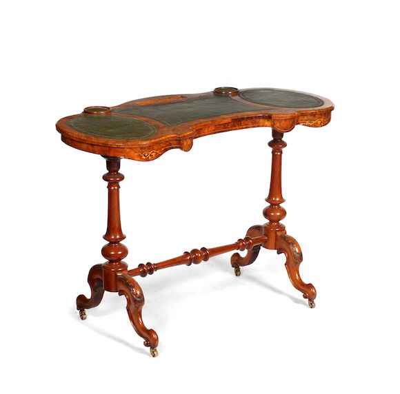 Bonhams : A Victorian figured walnut writing table, boxwood strung and ...