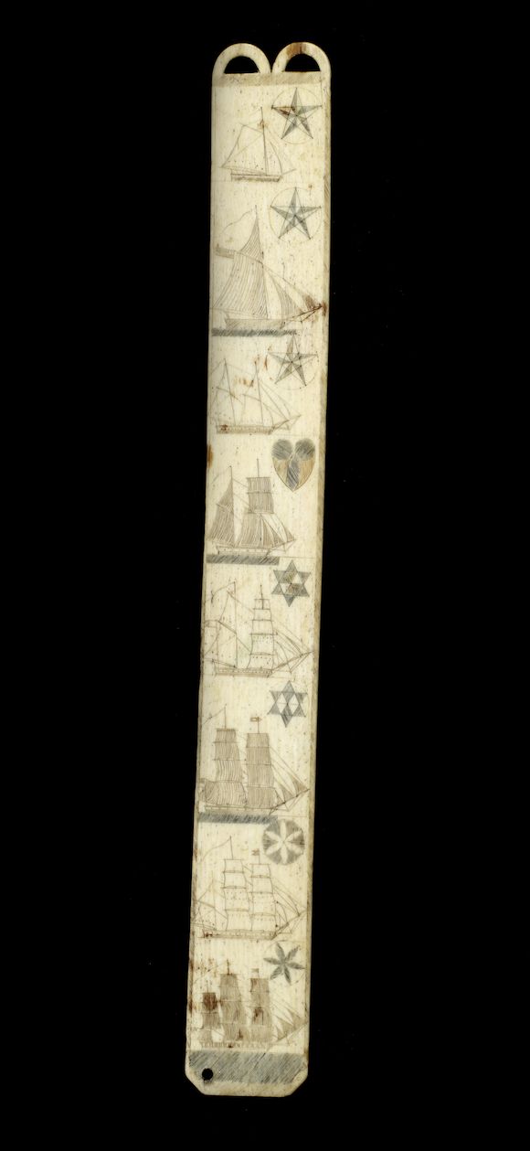 Bonhams : A 19th century decorated whalebone stay busk. 14.5in(37cm)long.