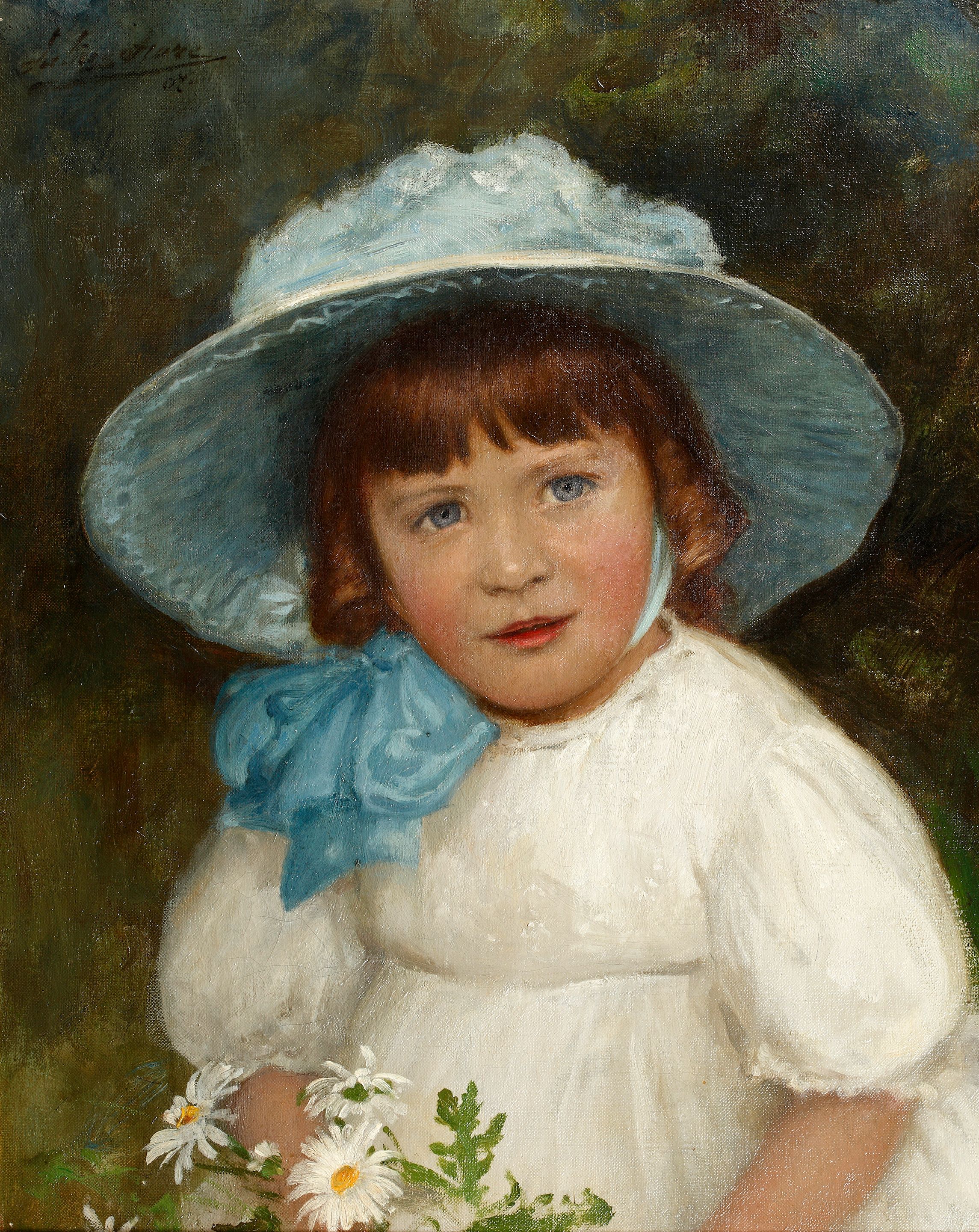 Bonhams : Julius Hare (British, 1859-1932) Portrait of a young girl in ...