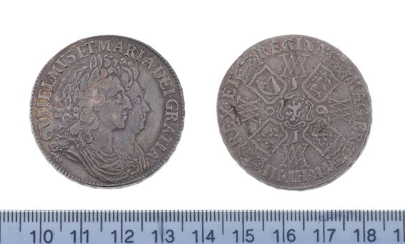 Bonhams : William and Mary, 1688-94, Crown, 1691, conjoined busts right,