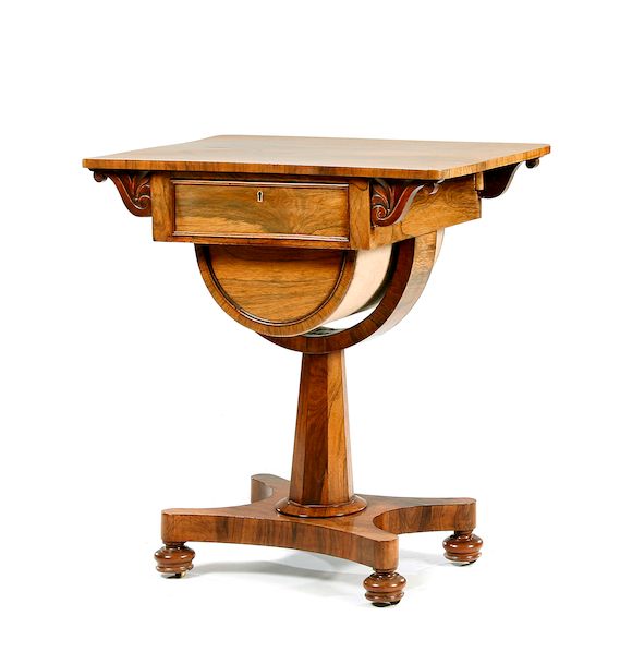 Bonhams : A William IV rosewood pedestal work table